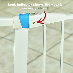 Pet Gate | 39" High Walk-thru Steel Pet Gate by 29" to 38" Wide in Soft White w/ Glow Frame, X-Tall