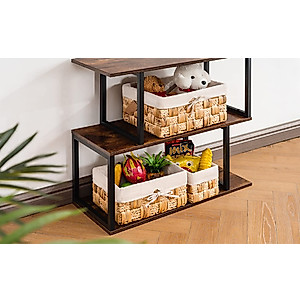 YOUDENOVA Wicker Baskets for Organizing, Water Hyacinth Storage Baskets with Handles, Set of 3 (Large & Medium & Small), 14.2" x 10.6" x 7.1"