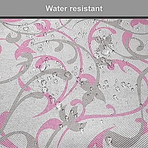 Lunarable Grey Chair Seating Cushion Set of 6, Abstract Ornate Flourish Curly Leaves with Medieval Victorian Influences, Anti-Slip Seat Padding for Kitchen & Patio, 16"x16", Pink Grey Pale Grey