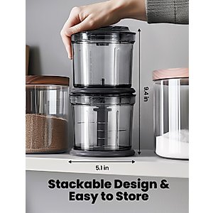 TWOMEOW Food Processor 4 Cup, Electric Food Chopper, 【Small but Powerful】Meat Grinder with 2 Bowls, 2 Speed & 4 Blades for Vegetable, Meat, Nuts, Functions for Chopping, Dicing, Mixing and Puree
