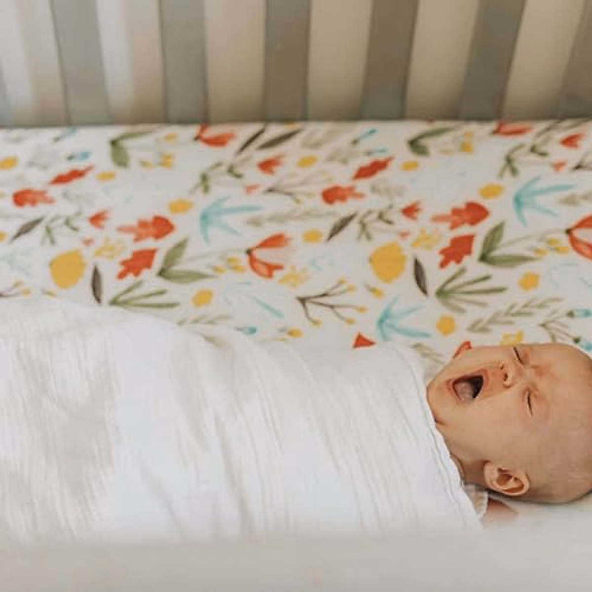 Little Unicorn – Meadow Fitted Crib Sheet | Fitted Crib Sheet | 100% Cotton Muslin | Super Soft | Sized for Standard Baby Crib & Toddler Mattress | Machine Washable | 52” x 28” x 9”