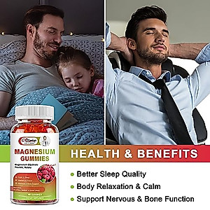 Sugar-Free Magnesium Glycinate Gummies, Complex Magnesium Supplement 600mg with Calcium, Magnesium Glycinate 300 mg with Taurate, Malate, COQ10, Vitamin B6 and D3, Supports for Memory, Calm, Mood