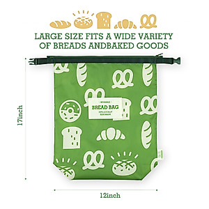 DOMROSA 2 Packs Reusable Bread Bags For Homemade Bread,Waterproof Bread Bags,Bread Storage,Sourdough Bread Bags,Freezer Storage Bag, Container, Fresh Keeping Extra Large Bags, Food Bag