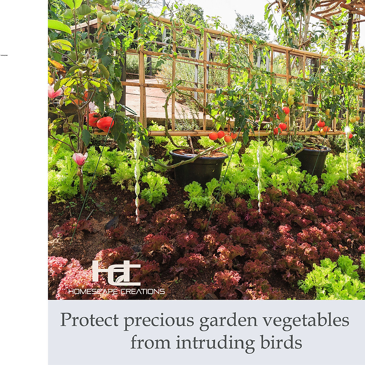 Large 15-Inch Bird Repellent Reflective Scare Rods - Ornamental Spinner Deterrent Control Device - Keeps Woodpeckers and Birds Away - Bonus Replacement String Included - (8 Pack)