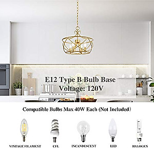 KSANA Antique Gold Chandelier, Modern Drum Light Fixture for Dining & Living Room, Bedroom, Foyer and Kitchen