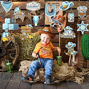 36Pcs Cowboy Baby Shower Themed Party Hanging Swirl Wild Western Birthday Decor Cowboy Themed Party Swirls Streamers Supplies for Boys Baby Shower Ceiling Decorations