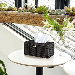 GRANNY SAYS Tissue Box Cover Rectangular, Tissue Box Holder, Waterproof Tissue Holders for Bathroom, Tissue Cover Box with Bottom, Decorative Facial Tissues Cube Box, Brown