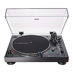 Audio-Technica AT-LP120XUSB Direct-Drive Analog and USB Turntable (Black) Bundle with Powered Bluetooth Studio Monitors and Digital Turntable Stylus Scale (3 Items)