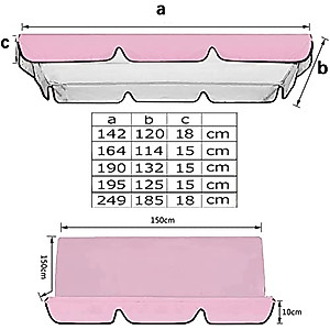 XYQSBY Swing Chair Canopy Seat Replacement Cover, Garden Swing Chair Canopy Replacement 2/3 Seater 210D Waterproof/Anti-UV Silver Coated Oxford Cloth (Color : Beige, Size : 195x125x15CM)
