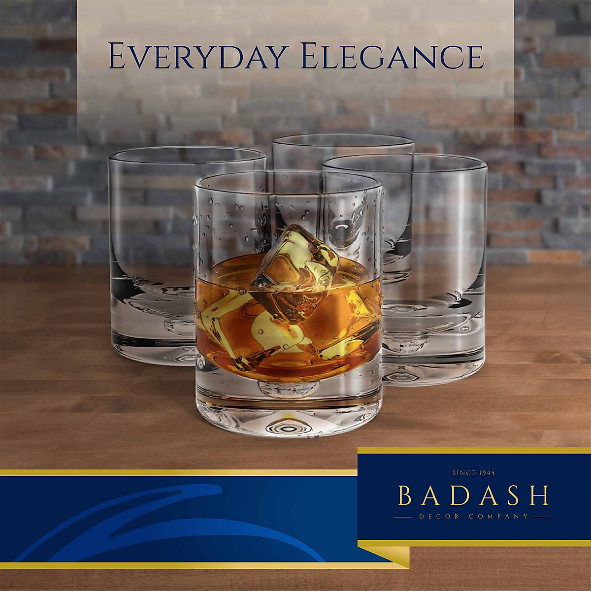 Badash Galaxy Crystal Old Fashioned Glasses - Set of 4 Mouth-Blown Lead-Free Crystal 8 oz. Rocks Glasses for Whiskey, Bourbon & Scotch