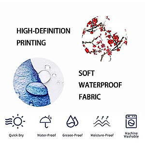 Dia Magico 4PCS Cherry Blossom Shower Curtain Set, Japanese Sakura Plum Blossom Red Flower Floral Branch Carp Koi Fish Asian Bathroom Decor, Waterproof Fabric White Shower Curtain, Non-Slip Bath Mat