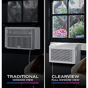 GE Profile ClearView Window Air Conditioner 8,300 BTU, WiFi Enabled, Ultra Quiet for Medium Rooms, Full Window View with Easy Installation, 8K Window AC Unit, White (Renewed)
