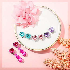 Hicarer 9 Pairs Girls Clip-on Earrings Pretend Princess Play Earrings Jewelry Set (Style 5)