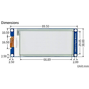 2.9inch E-Ink Display Module 296x128 Pixel White,Black Two-Color 3.3V/5V E-Paper Screen LCD Support Partial Refresh SPI Interface for Raspberry/Jetson Nano/Ard/Nucleo