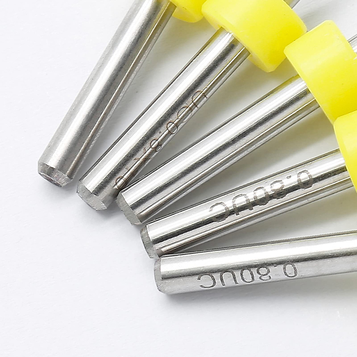 Luomorgo 10 Pcs 1/8" Shank PCB Drill Bits Carbide Tungsten Steel, 0.8mm PCB Print Circuit Board Mini Drill Bit Set for PCB Jewelry CNC Engraving, Yellow