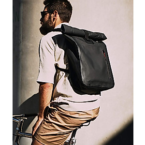 A-LAB Model A Waterproof Bicycle & Messenger Backpack Rolltop Daypack for Commuting and Traveling with 15.4'' Laptop Sleeve 26l in black