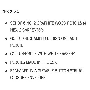 DesignWorks Ink Workplace Shenanigans Engraved Pencil Set Includes 6 Wooden Graphite Pencils with 2 Carpenter Pencils & 4 No. 2 Pencils with Erasers in a Boxed Set