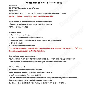 Gofotu DC-DC 48V to 12V 10A Golf CART Voltage Reducer Converter 120W Power Regulator with Fuse