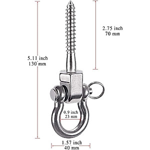 BeneLabel Set of 6 Permanent Antirust Stainless Steel 304 Screw Bracket Heavy Duty Swing Hanger 1800LB Capacity, Indoor Outdoor Playground Yoga Hammock Chair Sandbag Punching Bag, Hardware Swing Sets