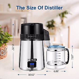ECO-WORTHY 1 Gallon Water Distiller Timeable Pure Water Distillation with 304 Stainless Steel Filter and CNC Timing LCD Display for Home Countertop 110V