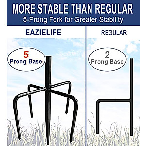 Eazielife Shepherds Hook for Outdoor Bird Feeders Pole 92 Inch Tall, Adjustable Heavy Duty Garden Hanger Stake Pole with 5 Prong Base, Shiny Black (2 Packs)