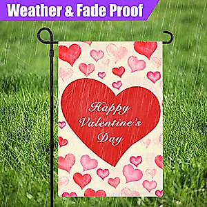 Valentines Day Garden Flag Vertical 12 x 18 Inch Double Sided Love Heart Valentine’s Day Garden Flag for Yard Outdoor Decoration