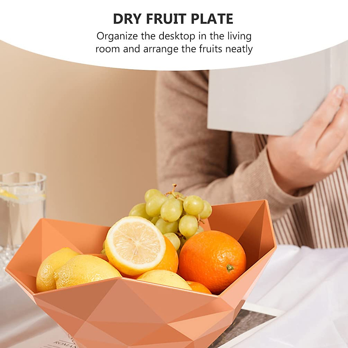 BESTonZON Modern Fruit Basket, European Fruit Bowl, Irregular Fruit Salad Plate Vegetable Snacks Serving Tray Candy Dessert Display Dish for Counters, Kitchen, Countertop, Home Decor, Orange