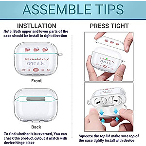 Compatible AirPods Pro 2019 / AirPods Pro 2nd 2022 Case Cover, Clear AirPod Pro Case for Women Girls Cute Hard Protective Cover with Keychain Design for Apple AirPod Pro Charging Case (Strawberry)