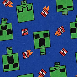 Minecraft Mojang Boys Pajamas Set - 4 Piece Short Sleeve Pajamas Set Creeper Pajamas (Navy Green, 8)