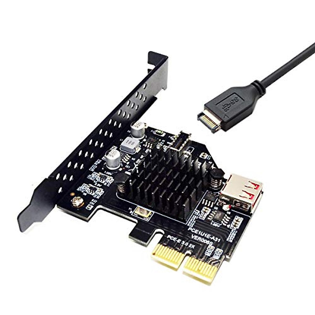 ChenYang 2 Port USB 2.0 ＆ USB 3.1 Gen 2 Type-E Front Panel Socket to PCI-E 2X PCI Express Expansion Card Adapter