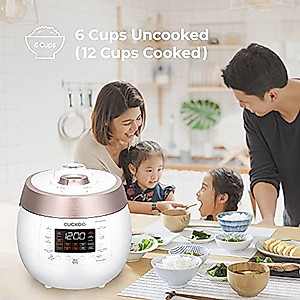 Cuckoo CRP-RT0609FW 6 cup Twin Pressure Plate Rice Cooker & Warmer with High Heat, GABA, Mixed, Scorched, Turbo, Porridge, Baby Food, Steam (Hi/NonPress.) and more, Made in Korea (White)