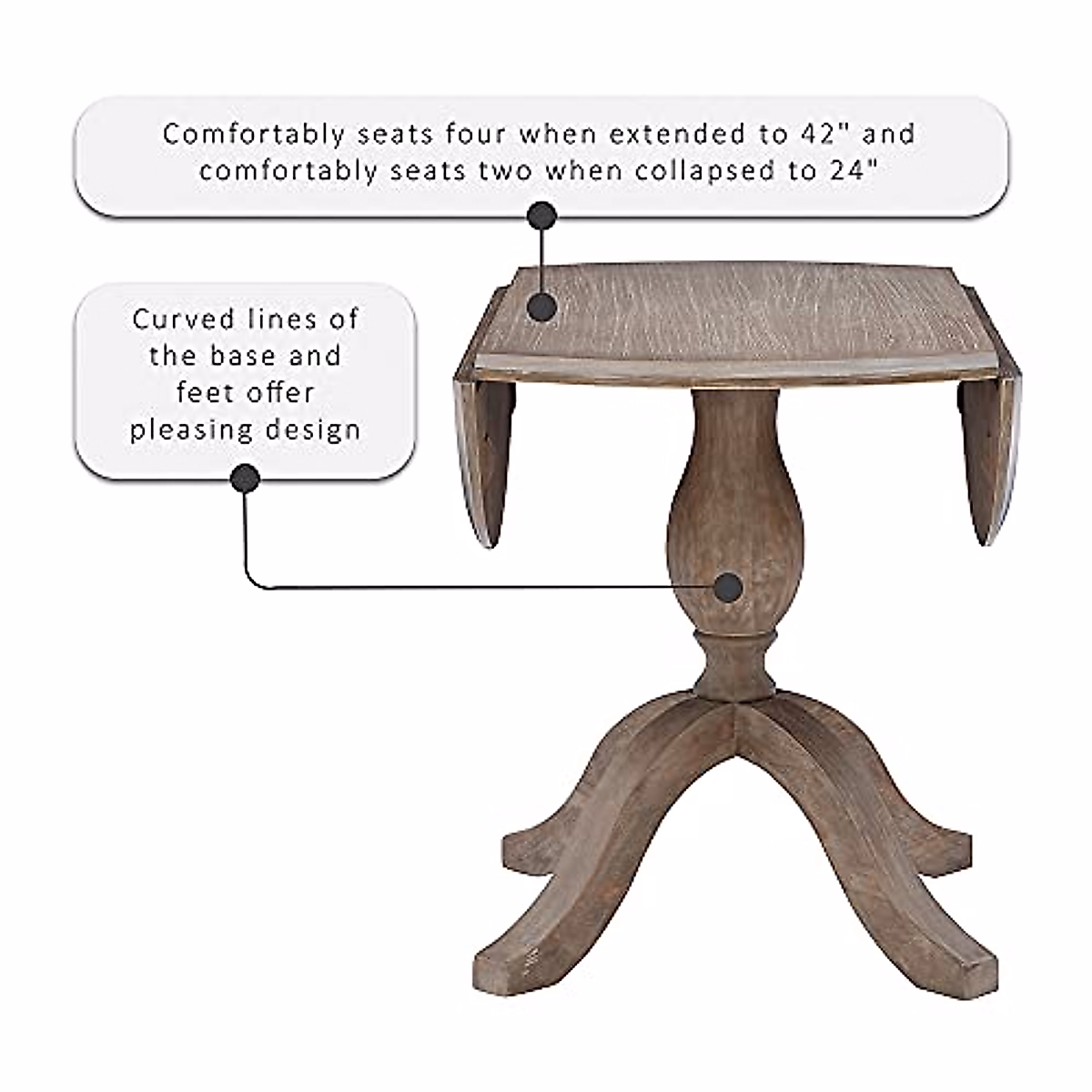 Linon Home Décor Mauro Antuque Rustic Brown Drop Leaf Dining Table