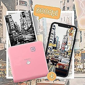 Phomemo M02 Pro Pocket Printer - with 3 Rolls Transparent Gold Paper， Compatible with iOS + Android for Plan Journal, Study Notes, Art Creation, Work, Gift