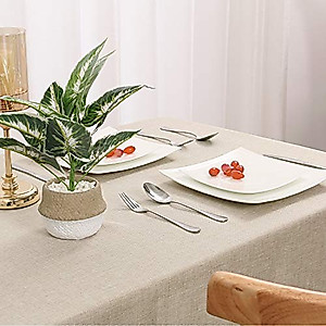 Hiasan Faux Linen Rectangle Tablecloth - Wrinkle and Stain Resistant Washable Table Cloth for Kitchen Dining Room Holiday Table Cover for Party Dinner, Beige, 54 x 80 Inch