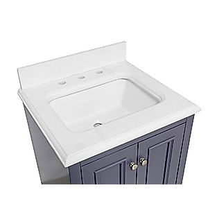 Nantucket 24-inch Bathroom Vanity (Quartz/Marine Gray): Includes Marine Gray Cabinet with Stunning Quartz Countertop and White Ceramic Sink