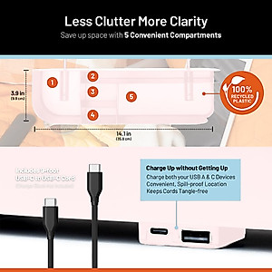 Squirrel-Bedside Perch for College Dorm Room Lofted Bed, Floating Organizer with USB-C & A Charging Ports, Small Spaces, Bed Side Caddy & Nightstand, Device & Bottle Holder, Dorm Essential, Pink