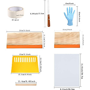 Caydo 23 Pieces Screen Printing Starter kit Include 3 Different Size of Wood Silk Screen Printing Frame with Mesh, Screen Printing Squeegees, Inkjet Transparency Film, Ink Knife, and Mask Tape
