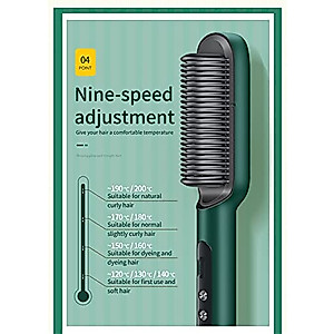 2023 New Negative Ion Hair Straightener Styling Comb with 5 Temp, 2 in 1 Hair Straightener Brush and Curler, Portable Electric Straightening Comb Heated Hair Brush 10s Fast Heating Anti-Scald (Red)