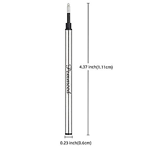 Pemmeed Rollerball Pen Refills Smooth Writing German Gel Ink,Parker Waterman Compatible Pen Refills Metal Standard Size Fine Point Black Ink Pack of 10 (Black)