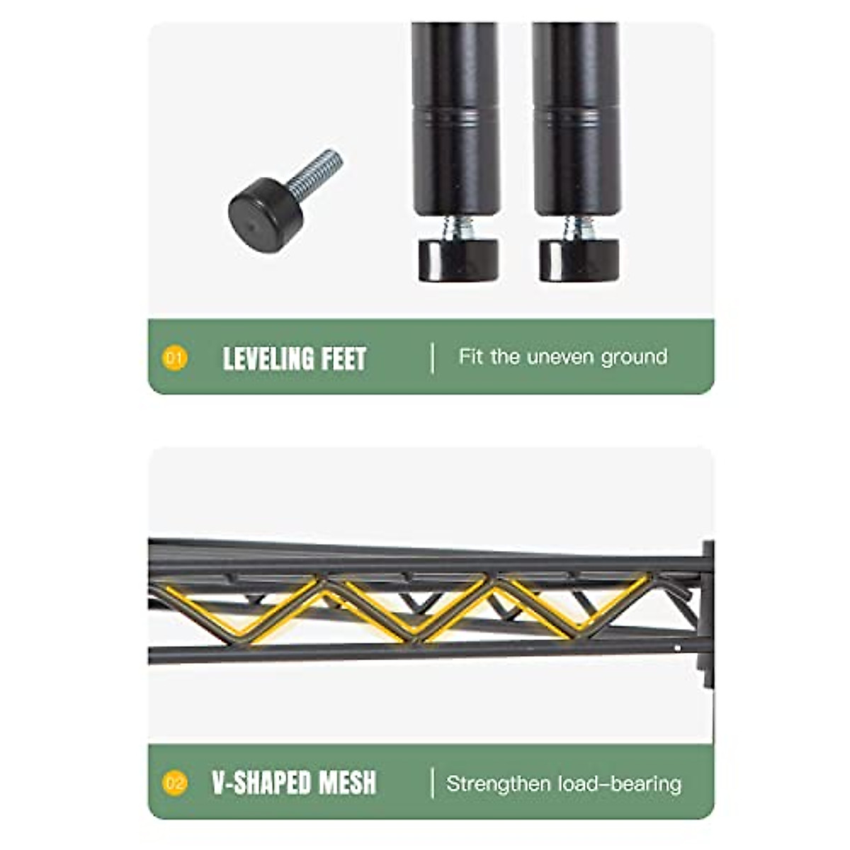 FDW 14" D x 36" W x 72" H 5-Shelf Wire Shelving Adjustable Metal Shelf Large Storage Shelves Heavy Duty Height Commercial Grade Steel Layer Shelf 1250 LBS Capacity,Black