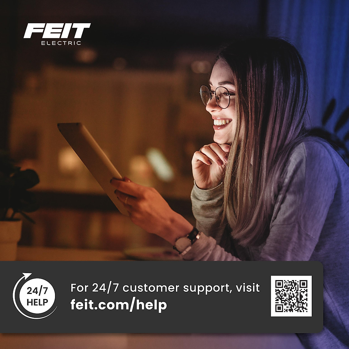 Feit Electric OM60/927CA/AG 60W Equivalent WiFi Dimmable, No Hub Required, Alexa Google Assistant A19 Smart LED Light Bulb, 4.4" H x 2.3" D, 2700K Soft White