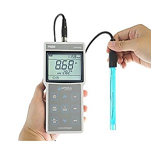 Apera Instruments AI421 PH400S Portable Ph Meter Kit, 0.01 Ph Accuracy, -2.00 to 19.99 pH Range, GLP Data Management (500 Groups of Data Storage), USB Data Output, 1.3" Height, 3.4" Wide, 7" Length