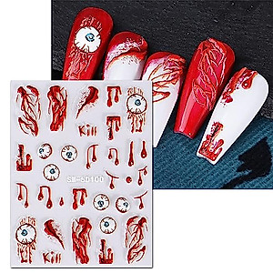 JMEOWIO 3D Embossed Halloween Nail Art Stickers Decals Self-Adhesive Pegatinas Uñas Pink 5D Skull Flame Bat Nail Supplies Nail Art Design Decoration Accessories 4 Sheets