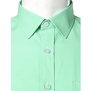 ZEROYAA Men's Long Sleeve Micro Twill Dress Shirt Basic Slim Fit Button Up Business Formal Shirts with Pocket ZYSGCL02 Light Green Large