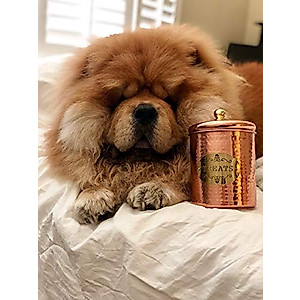 Amici Pet Copper Spaniel Treats Canister Decorative Hand Made Hammered Finish Metal Storage Container, 38 oz. Capacity (Medium)