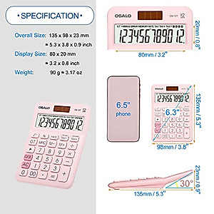 Pocket Small Size Desk Calculator and Large Double Pocket Waterproof File Bag with Handle Bundle