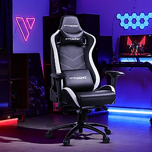 GTRACING Gaming Chair, Big and Tall Computer Chair with 4D Adjustable Armrests, Height Adjustable Recliner with Ergonomic Head Pillow and Lumbar Support for Gaming or Working (White)
