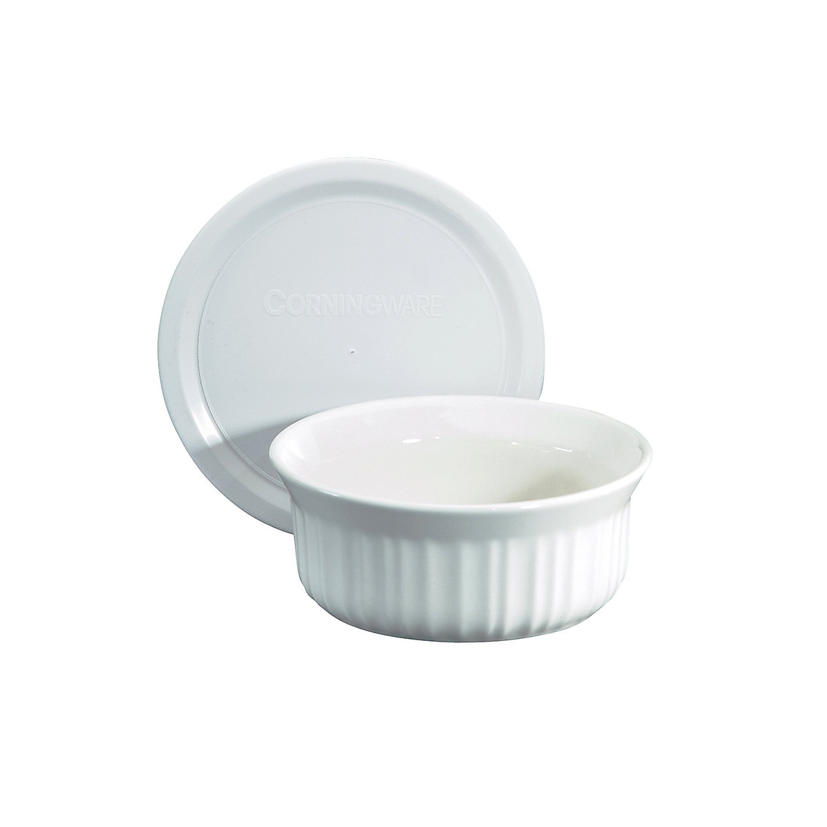 CorningWare French White Pop-Ins 16-Ounce Round Dish with Plastic Cover, Pack of 2 Dishes