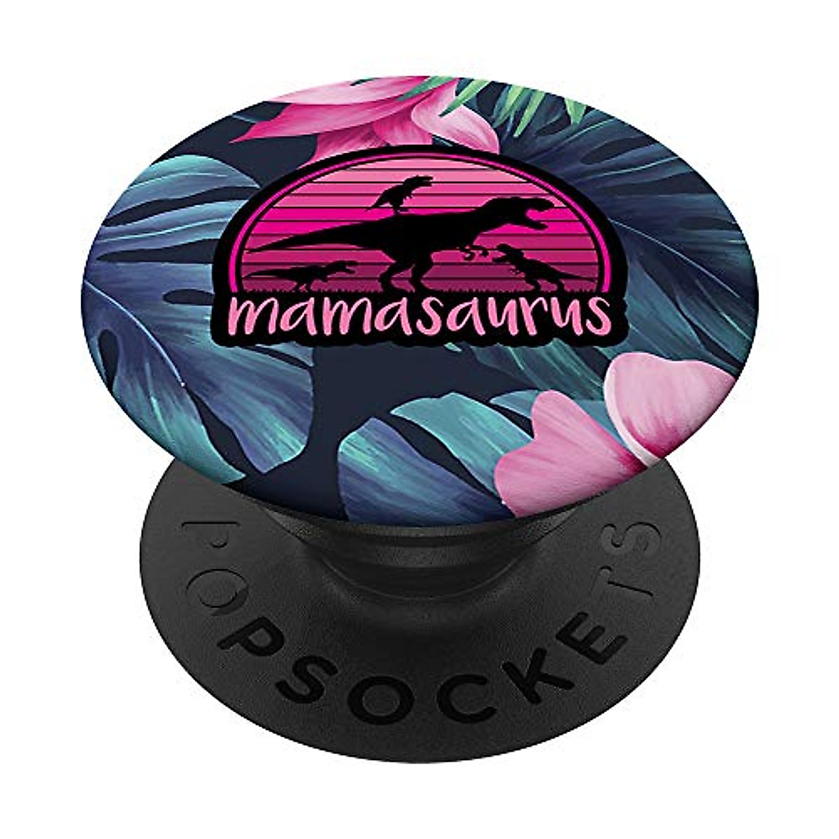 Mamasaurus Floral - 3 Kids Retro Funny Gift For Mother Case PopSockets Grip and Stand for Phones and Tablets
