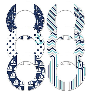 6 Child or Baby Boy Nursery Clothing Size Closet Dividers Blue Nautical (Fits 1.5" Rod)